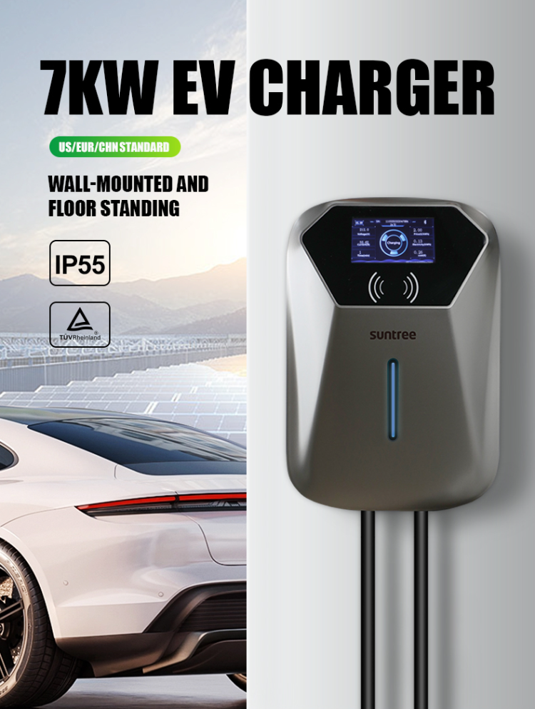 Ev Charger 32a 1 Phase 3 Phase 7kw 11kw 22kw Fast Ev Charging Station Type 2 With 5m Cable Car ...