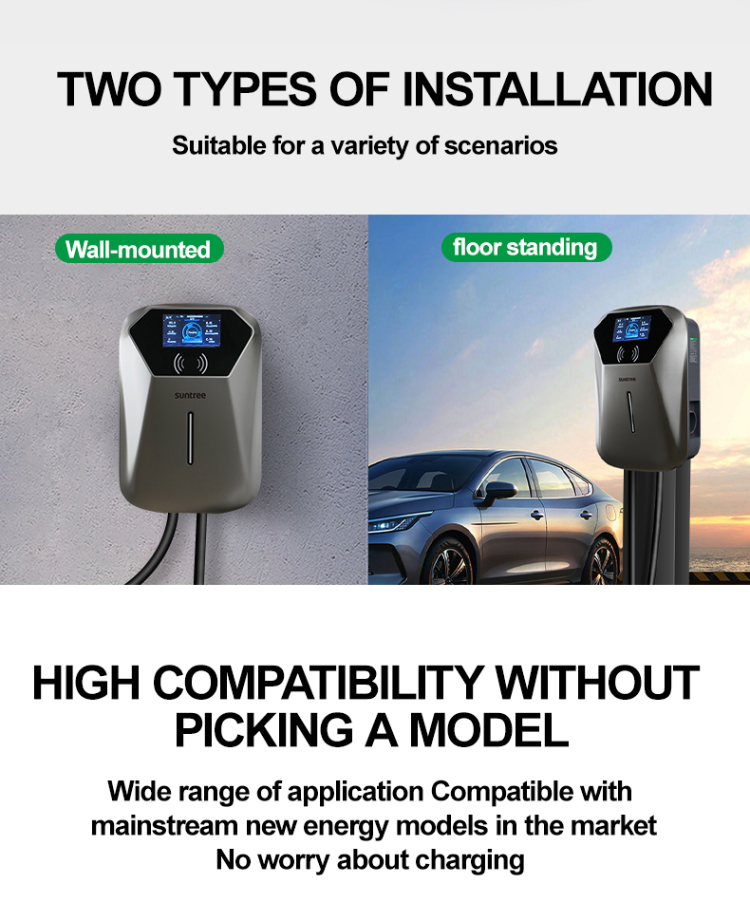 Ev Charger 32a 1 Phase 3 Phase 7kw 11kw 22kw Fast Ev Charging Station Type 2 With 5m Cable Car ...