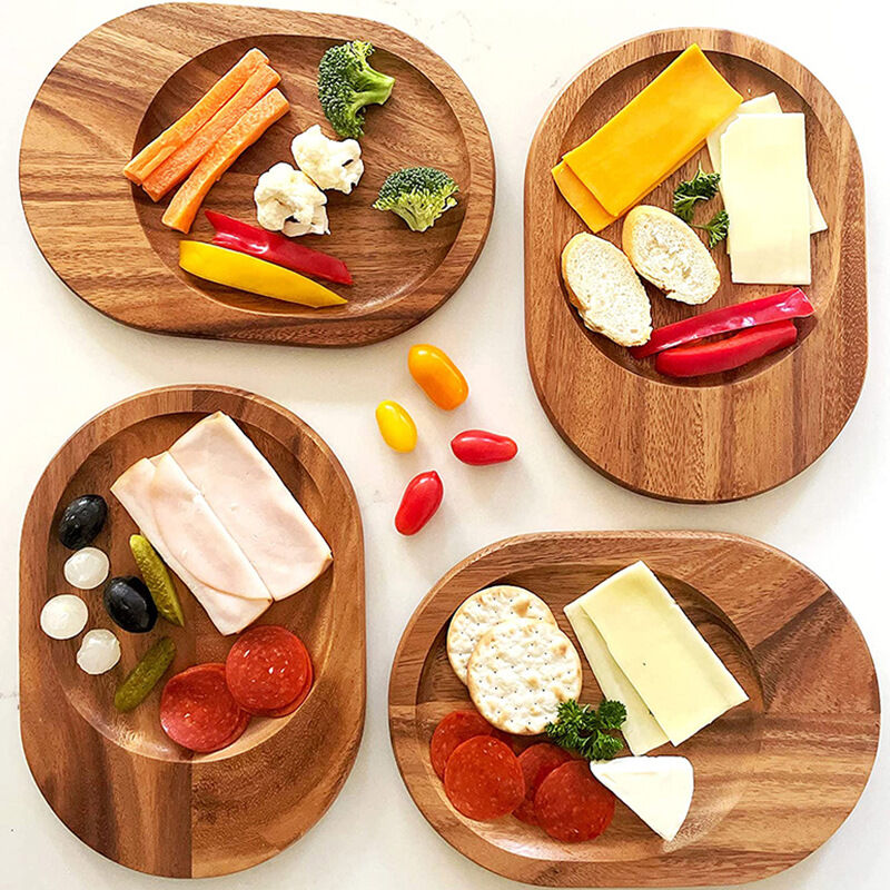 Buy Wholesale China Wholesale Oval Grooved Small Dinner Plate Wooden ...