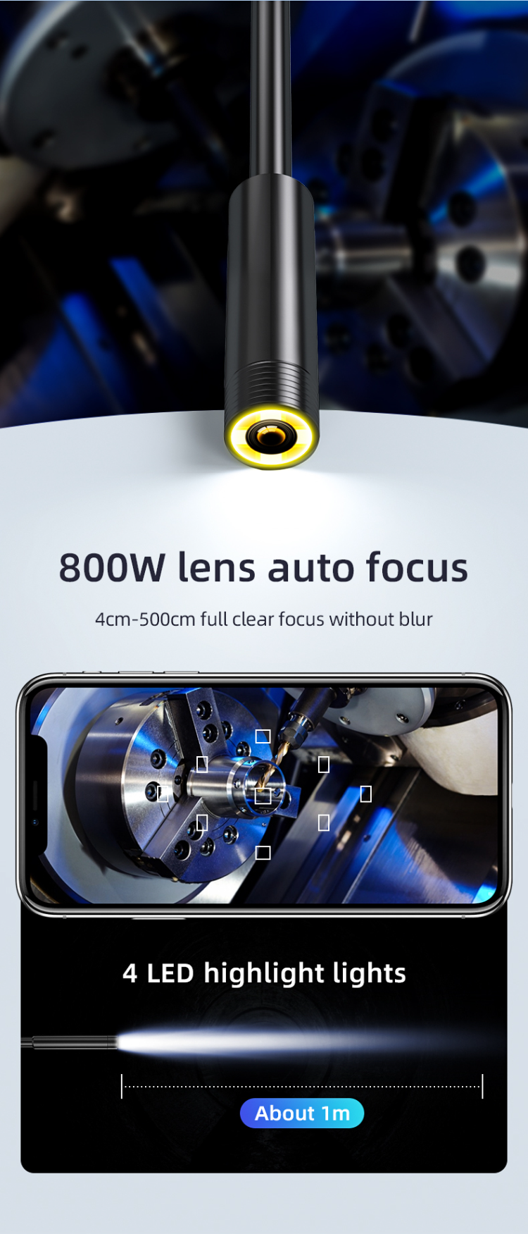 New Ip67 Waterproof Mini Snake Scope 8 Million Pixel Camera 12mm Lens ...