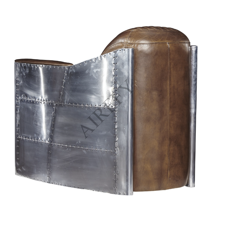 Leather And Chrome Aviator Armchair Brown Antique Black Aviator Sofa ...