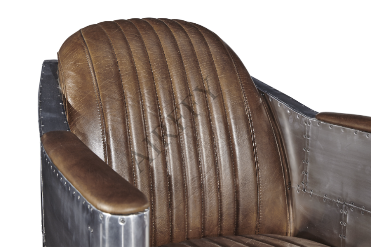 Leather And Chrome Aviator Armchair Brown Antique Black Aviator Sofa ...