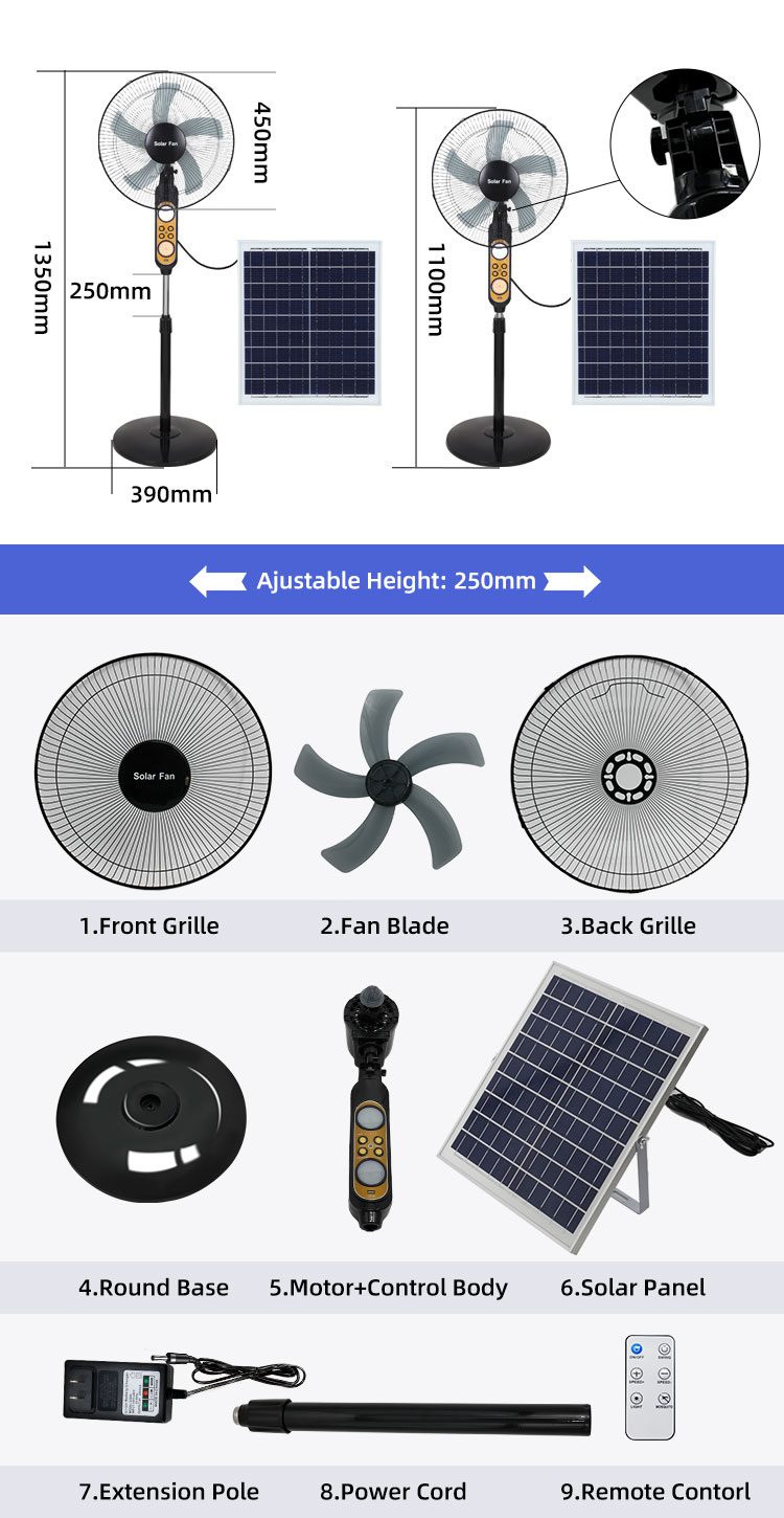 Cooling Rechargeable Solar Fan Solar Stand Fan Solar Table Fan With ...