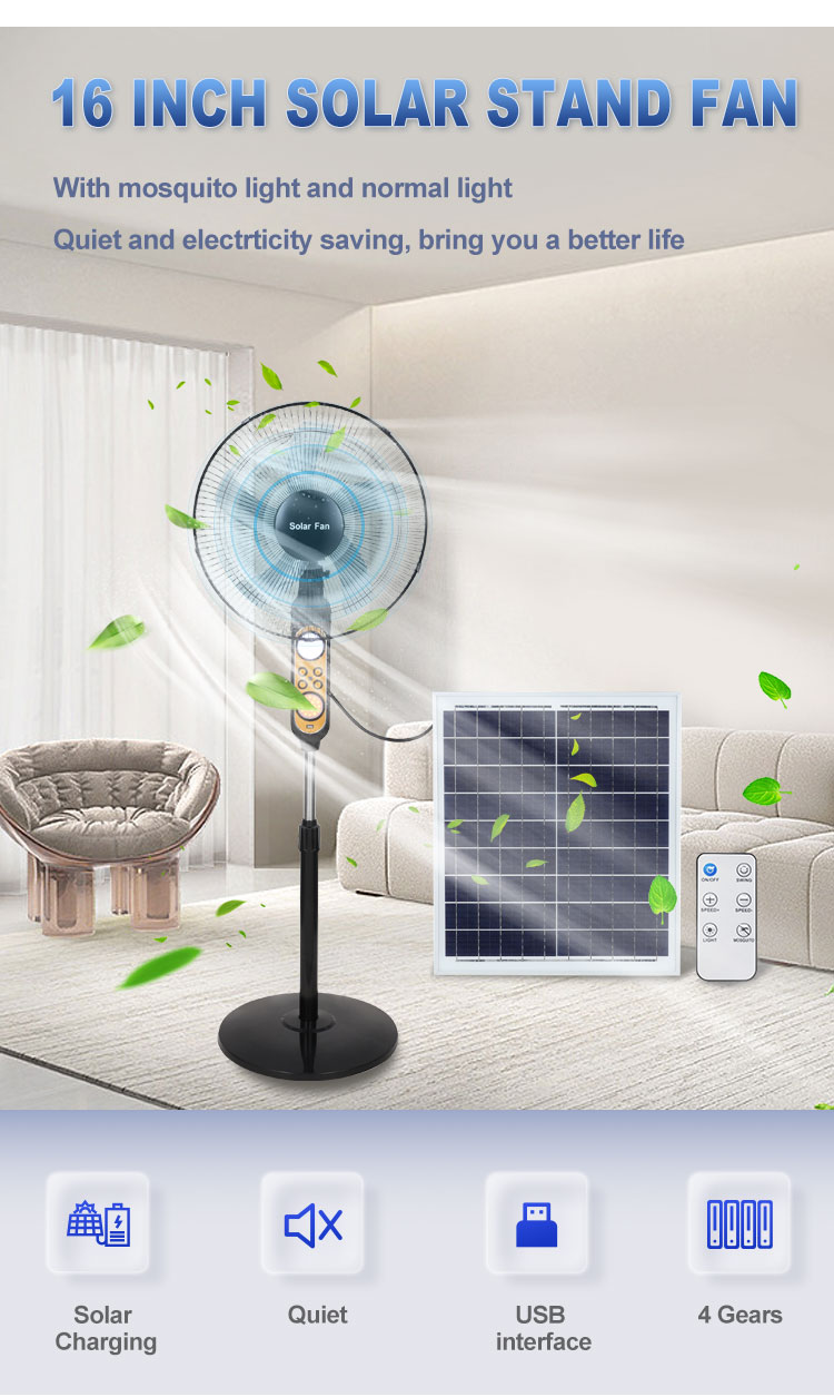 Cooling Rechargeable Solar Fan Solar Stand Fan Solar Table Fan With ...