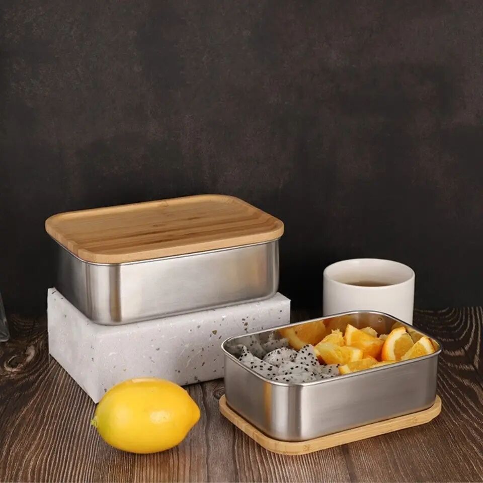 2 Layers Rectangular 2 Compartment 304 Stainless Steel Bento Lunch Box ...