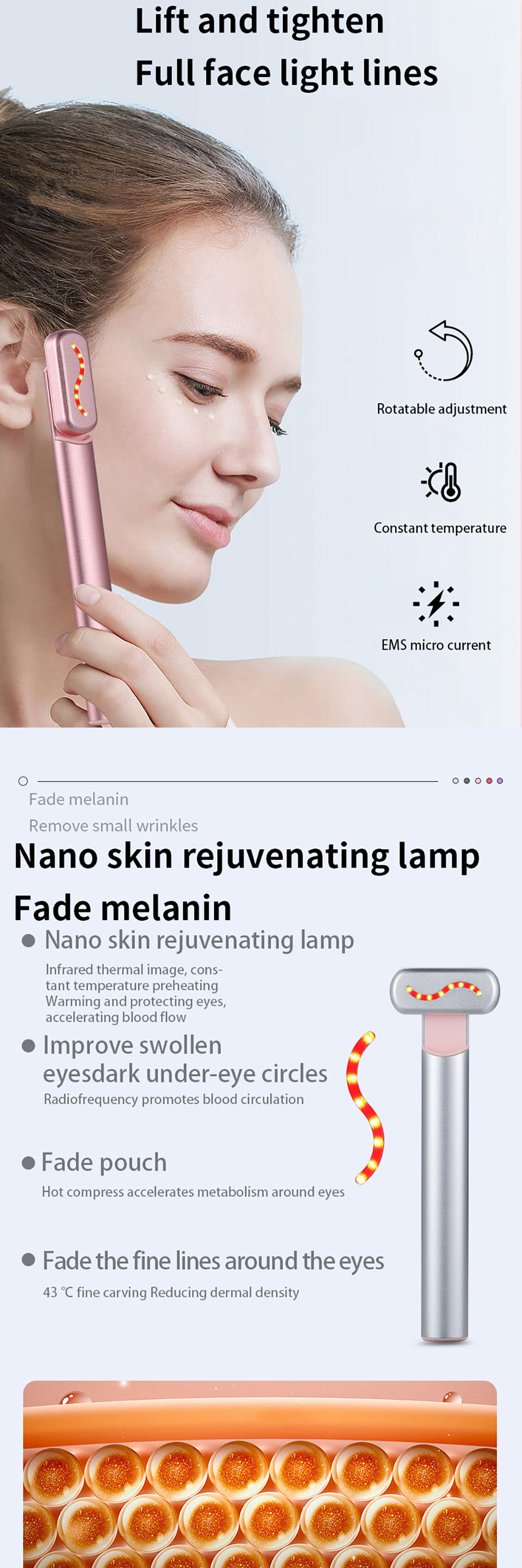 Ems Facial Microcurrent Eye Massage Wand Red Light Therapy Micro ...