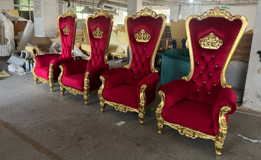 Wholesale Solid Wood Gold High Back Chair Sofa Hotel Lobby High-end ...