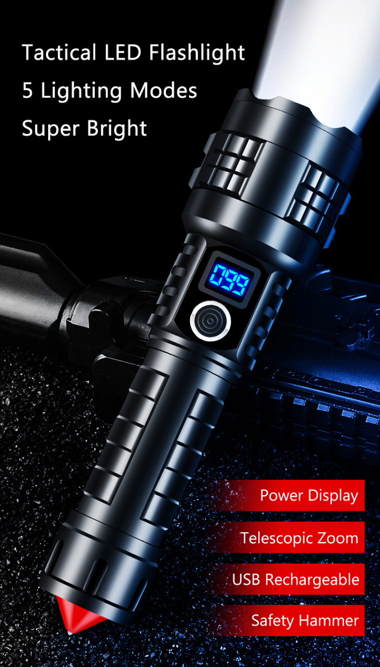 2023 15000 Lumens 5000mah Zoomable Aluminum Alloy Body Rechargeable Usb ...