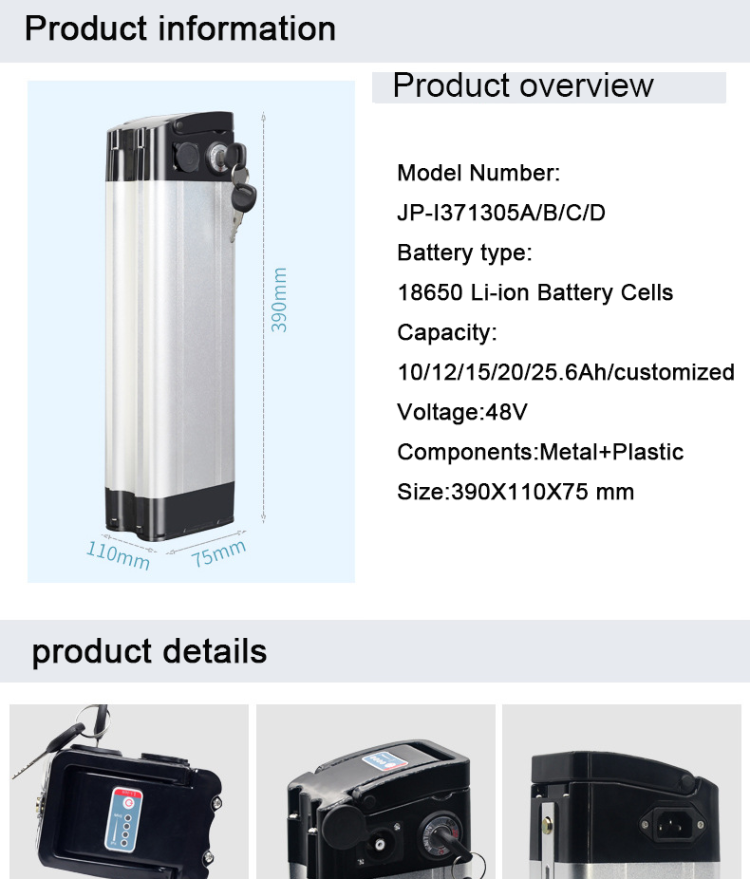 High Capacity E-bike Battery 48v 8ah 10ah 12.8ah Ems Lithium Ion Ebike ...