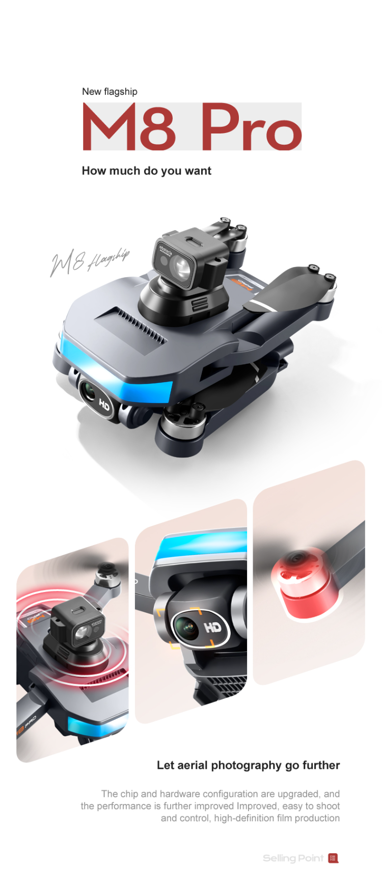 M8 Pro High Quality Drones With Camera Or 6k Wifi Fpv Optical Flow Positioning 360 Degree ...