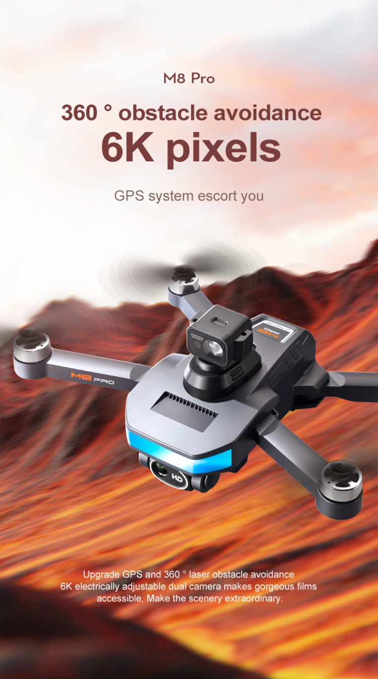 M8 Pro High Quality Drones With Camera Or 6k Wifi Fpv Optical Flow ...