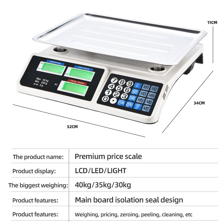 Kitchen Electronic Digital Price Computing Scale 40kg Weighing Digital ...