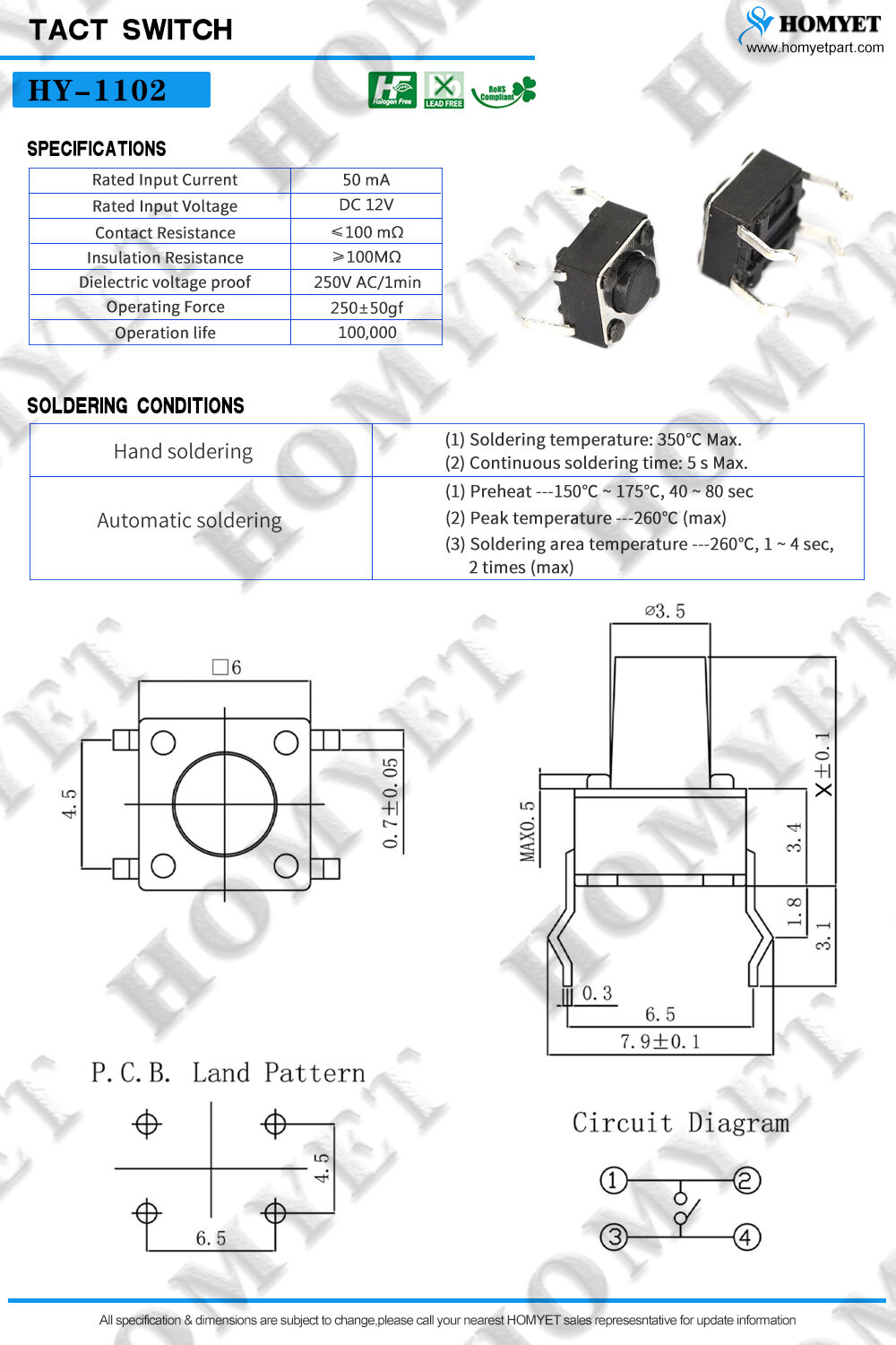 Buy Wholesale China Homyet Hot Sales Hy-1102 H5 4 Pin Dip Tact Switch ...