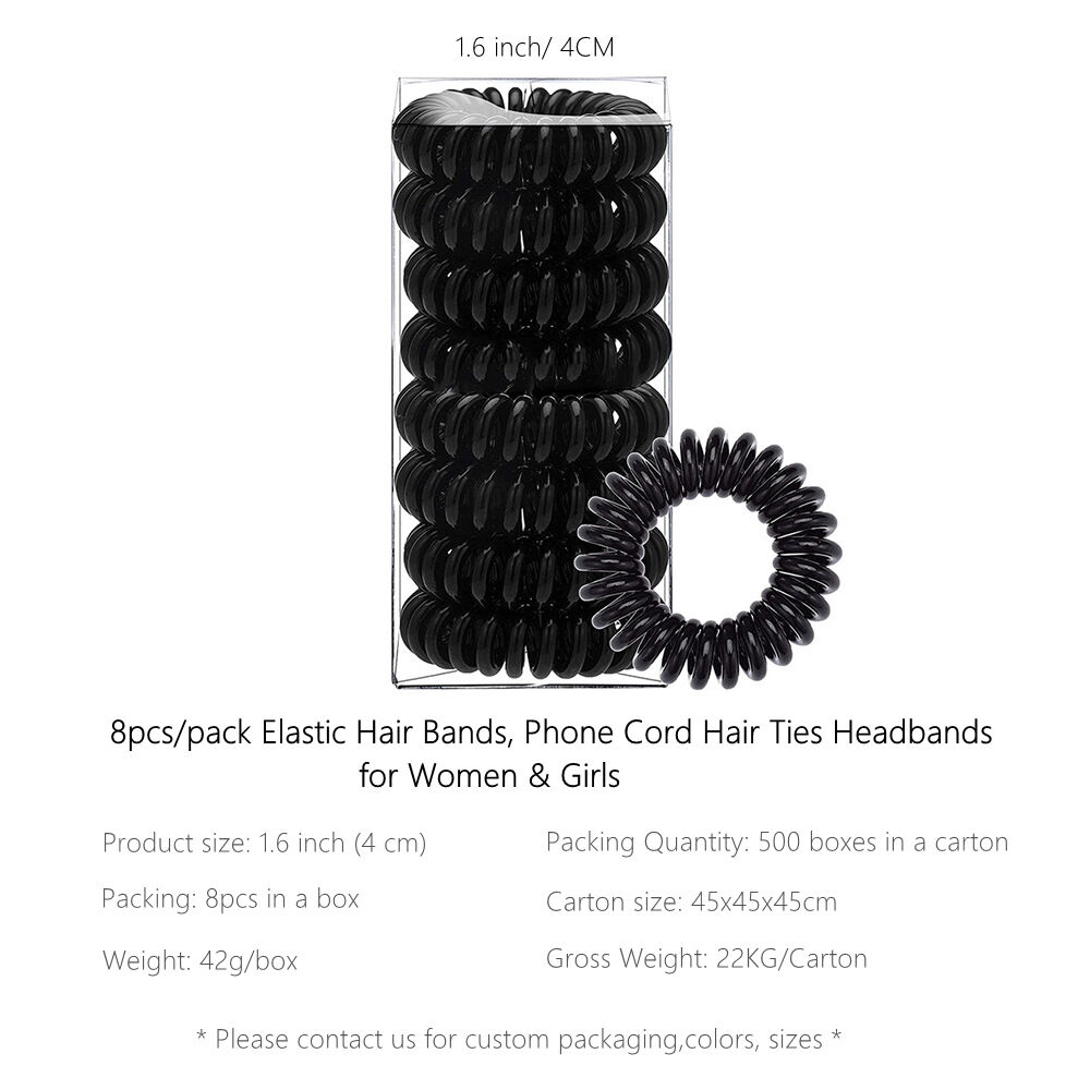 Buy Wholesale China 8pc Pack Elastic Hair Bands, Phone Cord Hair Ties ...