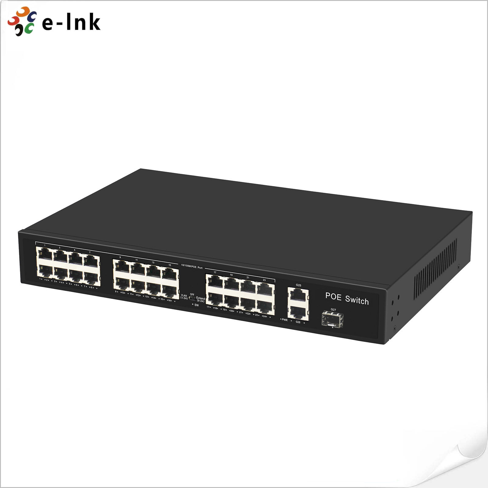 24 Port 10/100m Poe + 2 Port 10/100/1000m Uplink Rj45 + 1 Port 1000m Uplink Sfp Unmanaged ...