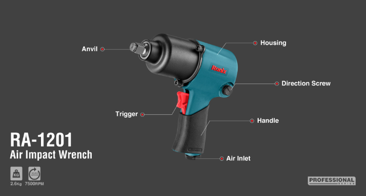 Ronix Ra-1201 Air Impact Wrench 1/2" Heavy Duty Air Tools Power Tools ...