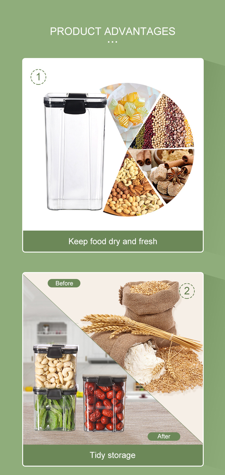 Buy China Wholesale Household Cereal Kitchen Airtight Dry Food Storage ...