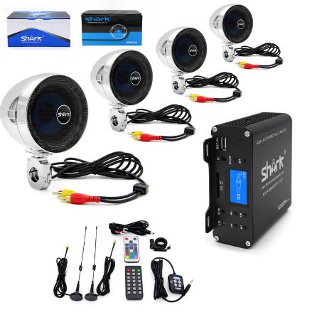 Motorcycle Audio 4ch 1000 W With Fm Radio Bt Usb Sd Aux In For Atv Utv ...