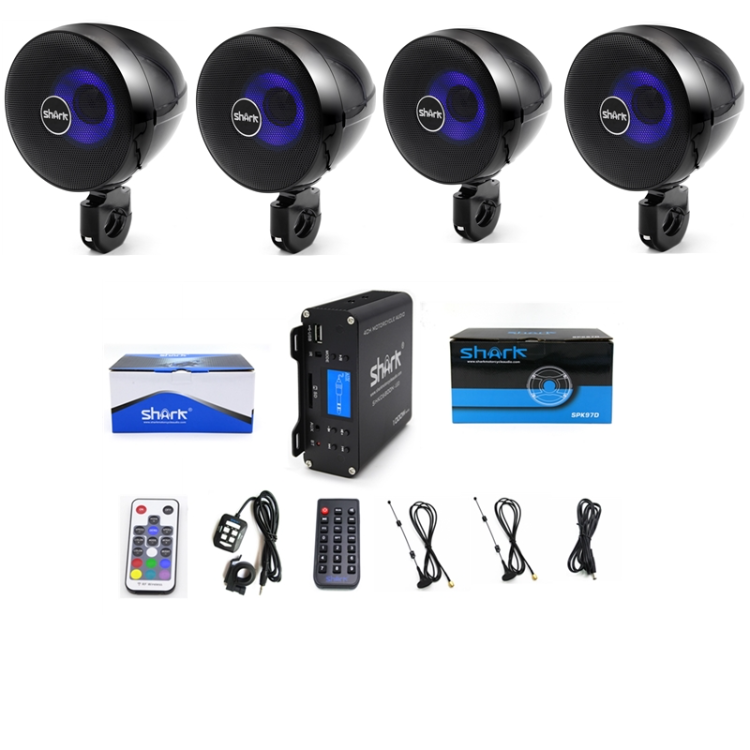 Motorcycle Audio 4ch 1000 W With Fm Radio Bt Usb Sd Aux In For Atv Utv ...