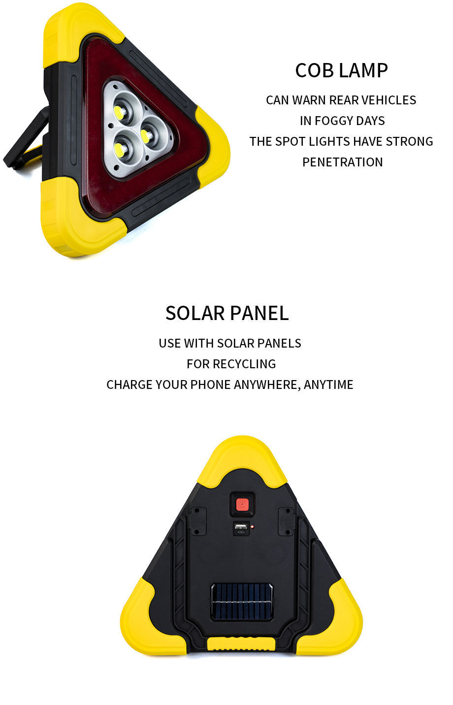 Buy Wholesale China Cob Triangle Light Charging Emergency Work Light Usb Foldable Traffic ...