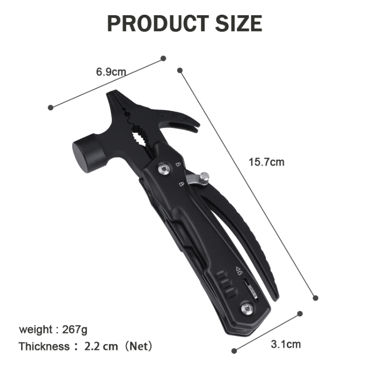Multi Tool Hammer 16-in 1 Multi-functional Hammer Portable Multitool With Hammer Camping ...