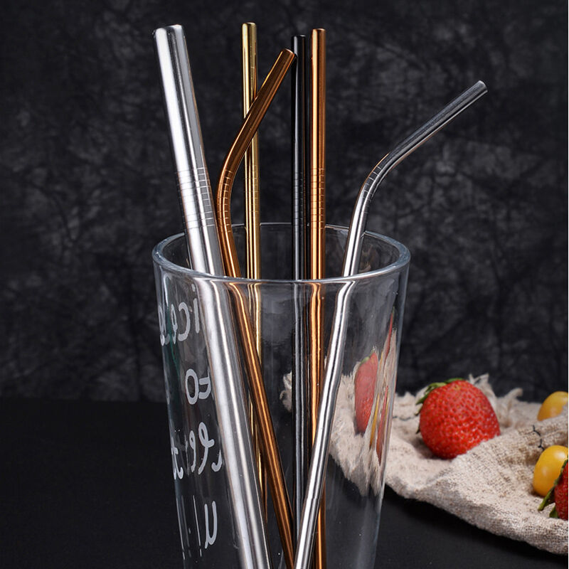 2023 Custom Logo Metal Straw Stainless Steel Boba Straws Set Wholesale ...