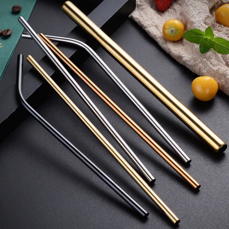 2023 Custom Logo Metal Straw Stainless Steel Boba Straws Set Wholesale ...
