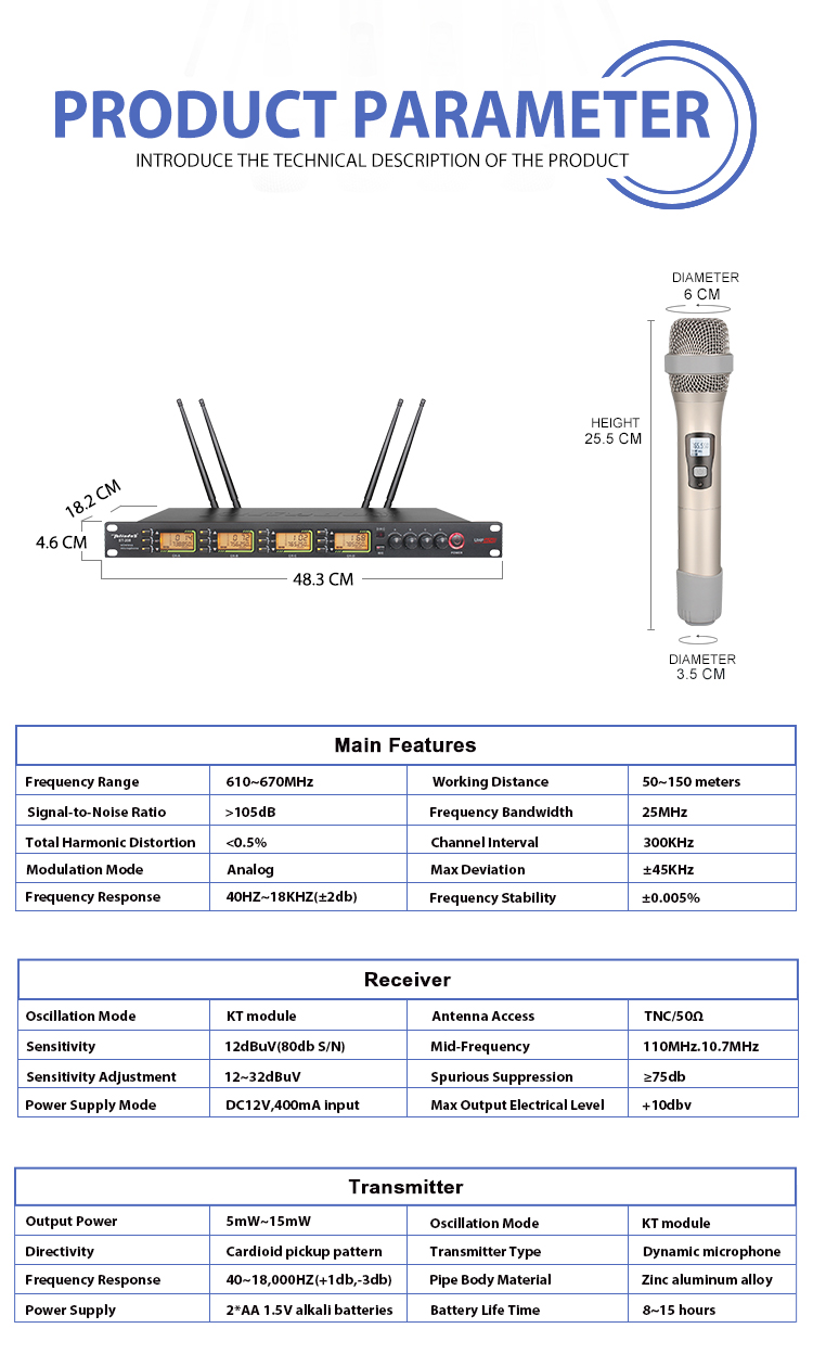 Hot Sale Cheap Price Uhf Auto Tune Wireless Microphone System Wireless ...