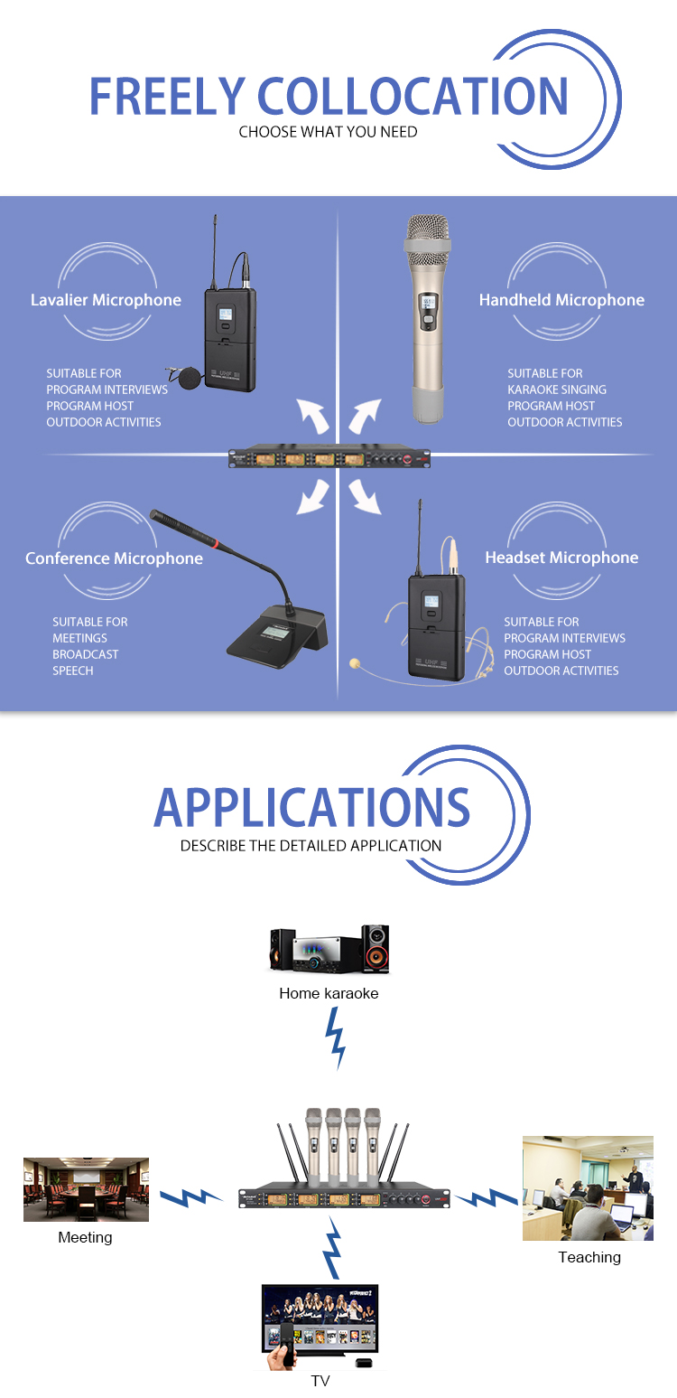 Hot Sale Cheap Price Uhf Auto Tune Wireless Microphone System Wireless ...