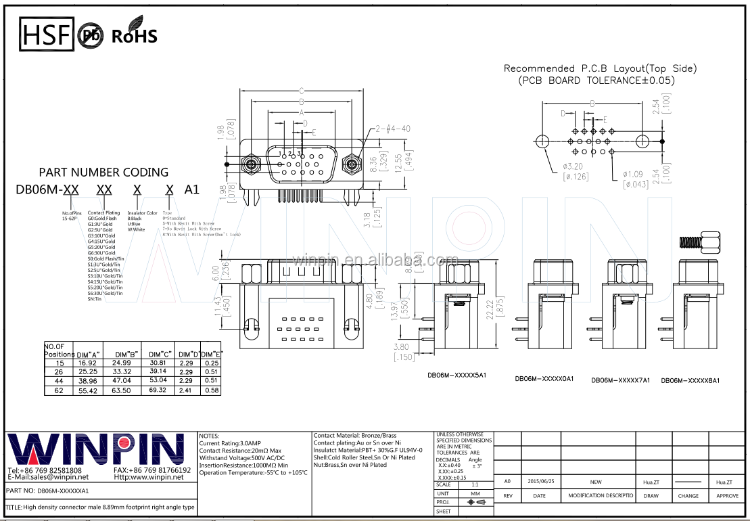 D Sub Connectors Db9 Db15 Db25 Db27 Db37 Db60 Dsub D-sub Connector Ddk ...