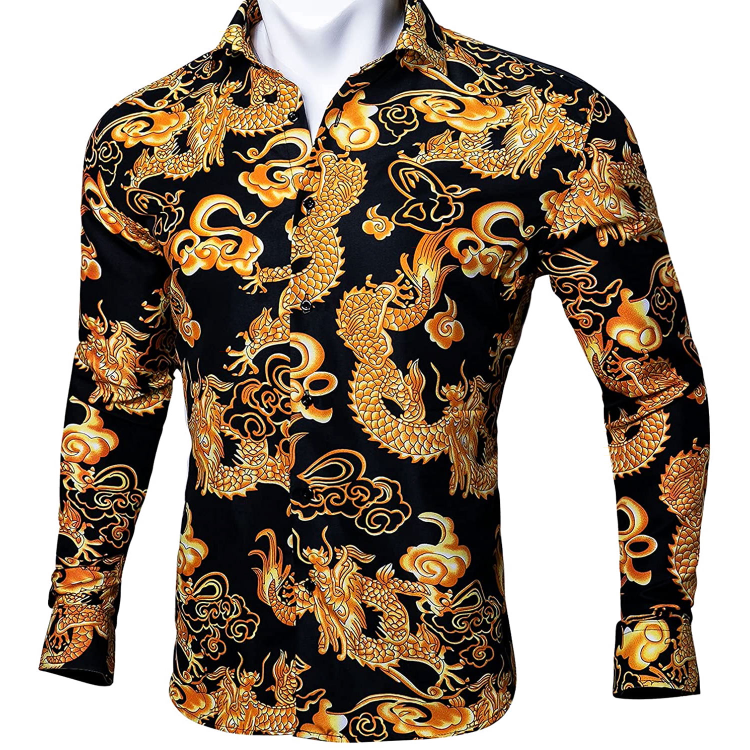 Men's Dress Shirts Elegant Gentlemen Printed Shirts Fashion Business ...