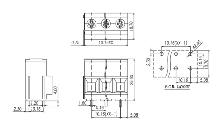 52a Bigger Current 10.16 Mm Pitch Screw Terminal Block Connector Kf135 ...