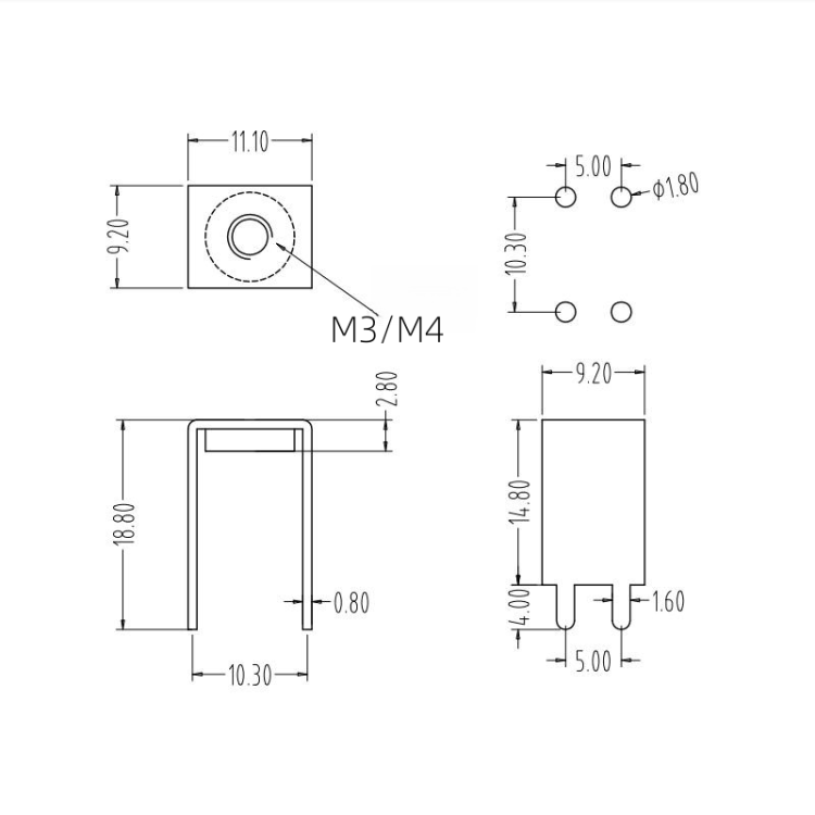 Pcb 51m4 Brass Nut Terminals Printed Circuit Board Terminals Power Base ...
