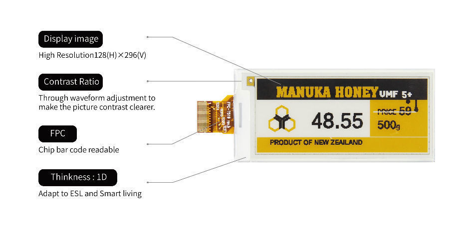 Buy Wholesale China Dke 2.9 Inch Eink E Ink Grayscale E-paper Display ...