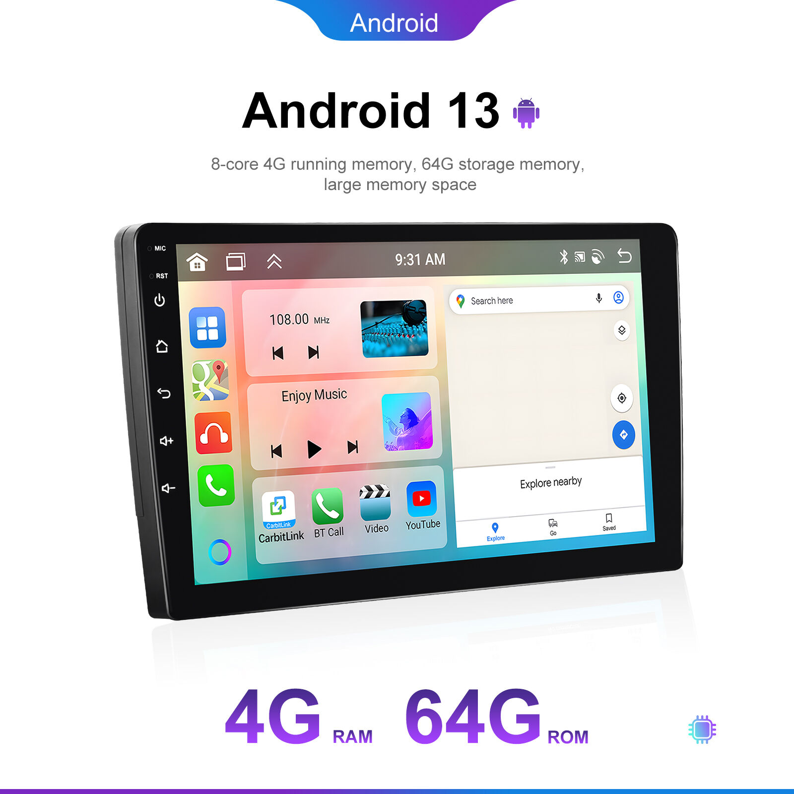 Buy Wholesale China Podofo 9'' 2+64/4+64gb Car Stereo Android 13 ...