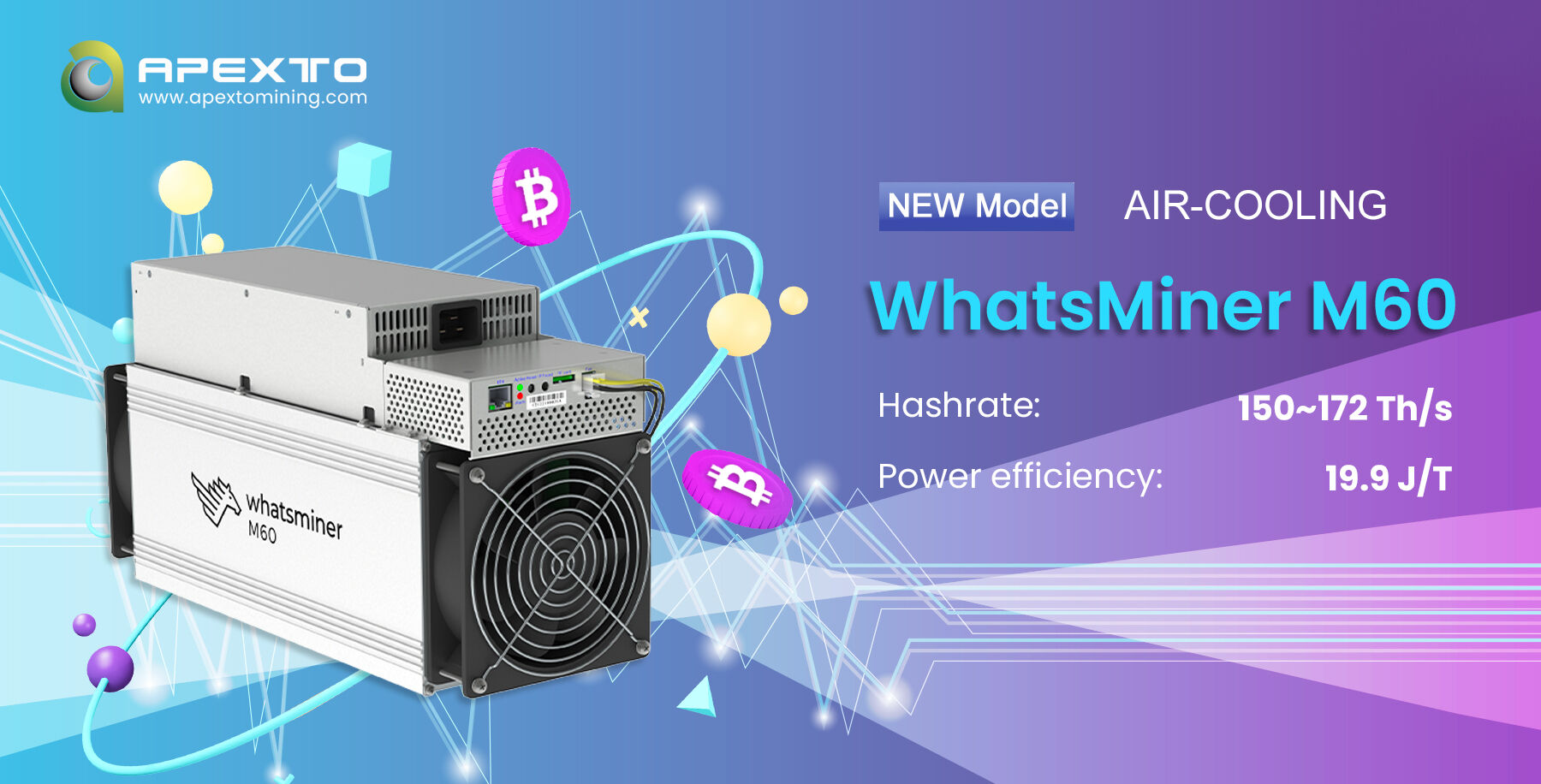 Microbt Has Launched A New Generation Of Whatsminer M60 150t 172t Hashrate 19.9j/t Bitcoin Mine ...