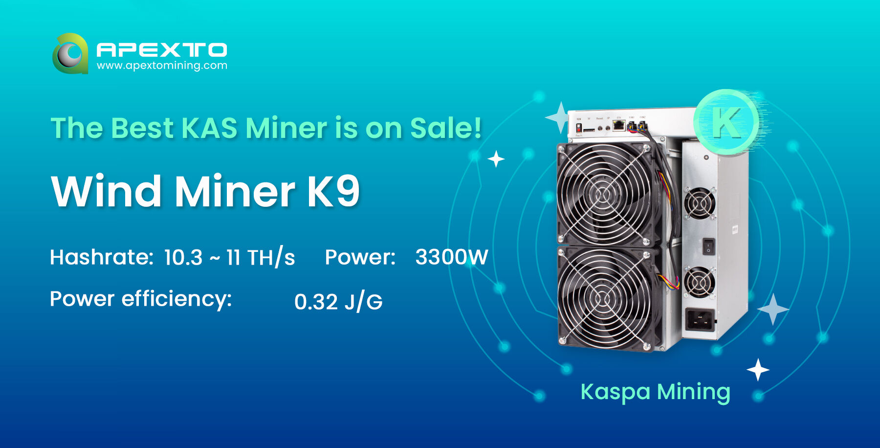 Buy Wholesale China Kas Miner Wind K9 10.3t 10.5t 11t 11.5t 3300w Kaspa ...