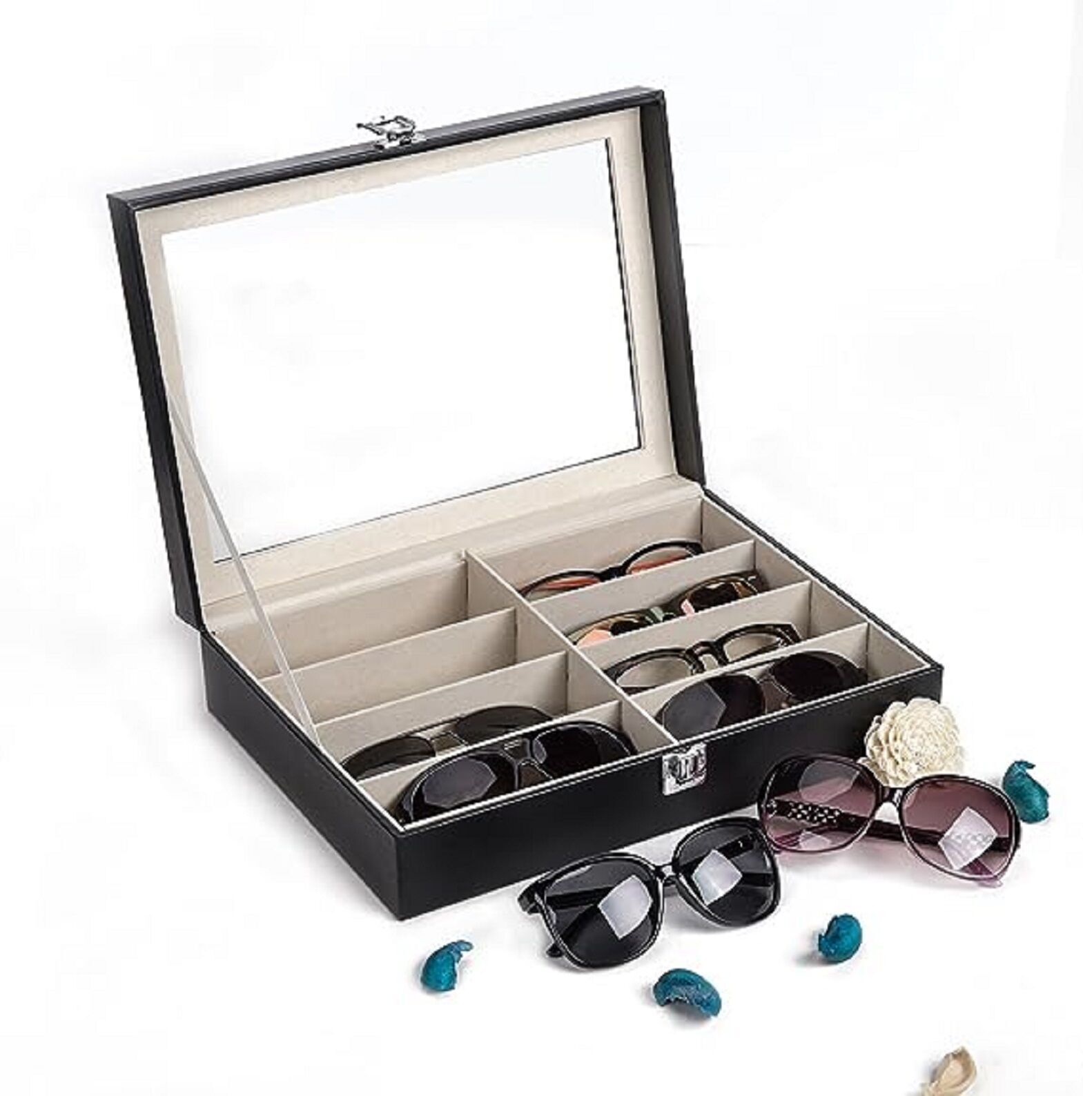 Buy Wholesale China 12 Compartments Black Pu Leather Glasses Drawer Box ...