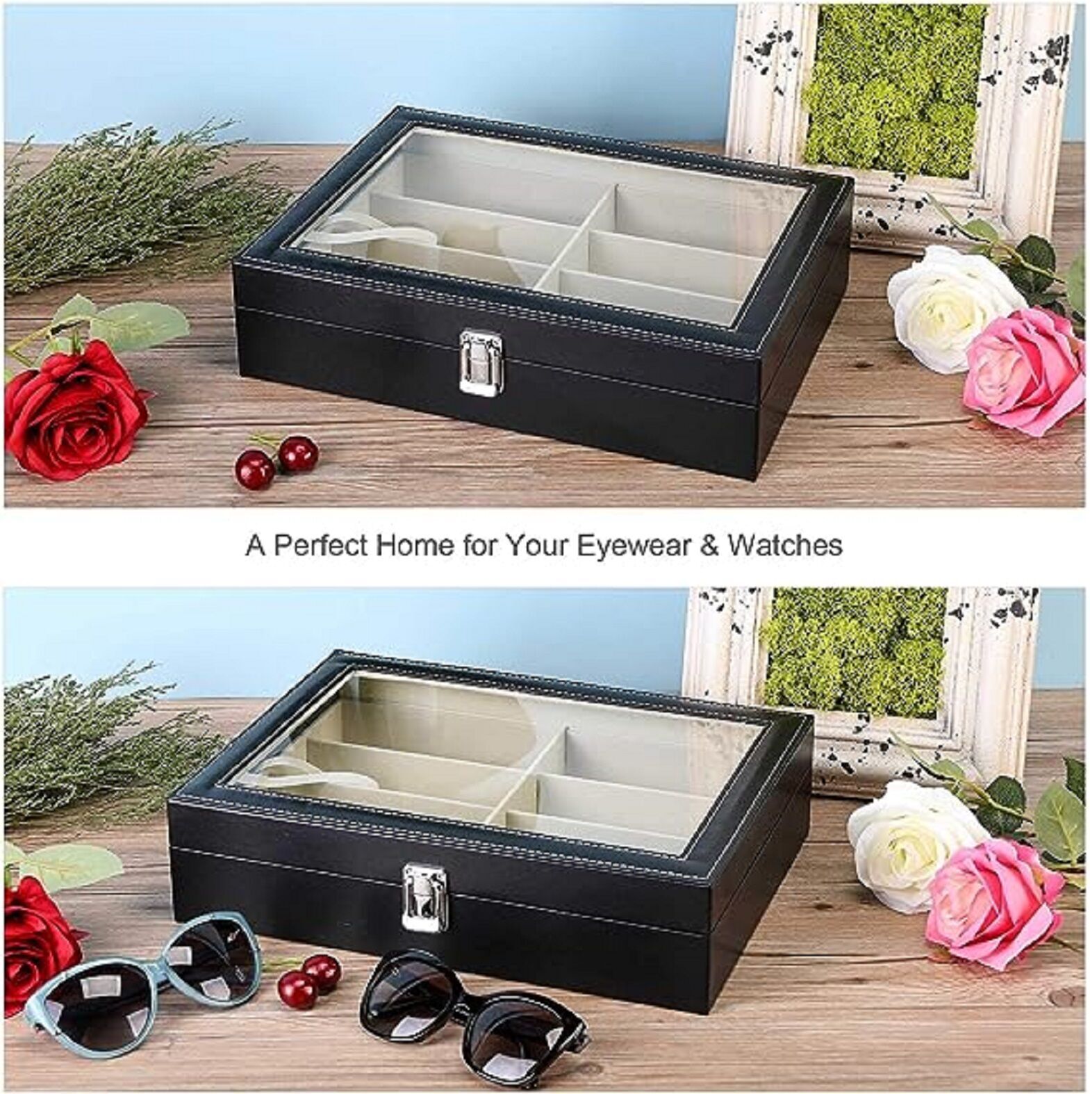 Buy Wholesale China 12 Compartments Black Pu Leather Glasses Drawer Box ...