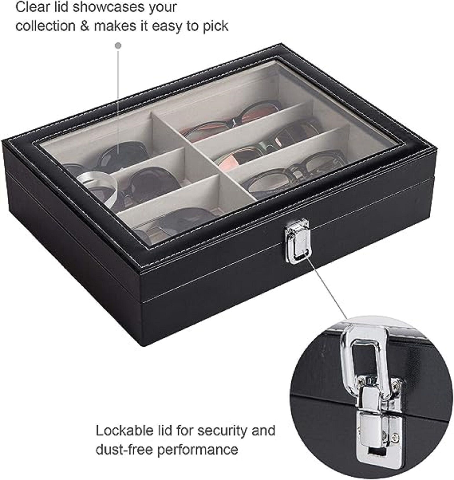 Buy Wholesale China 12 Compartments Black Pu Leather Glasses Drawer Box ...