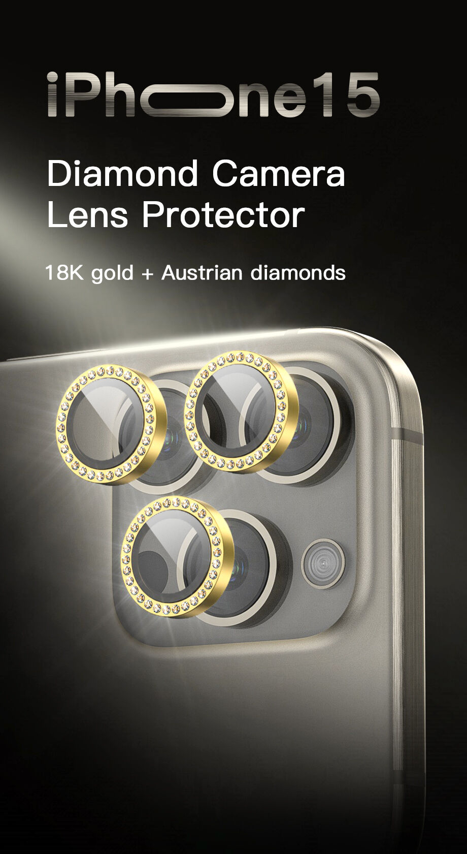 Buy Wholesale China 18k Gold + Austrian Diamonds Camera Lens Tempered ...