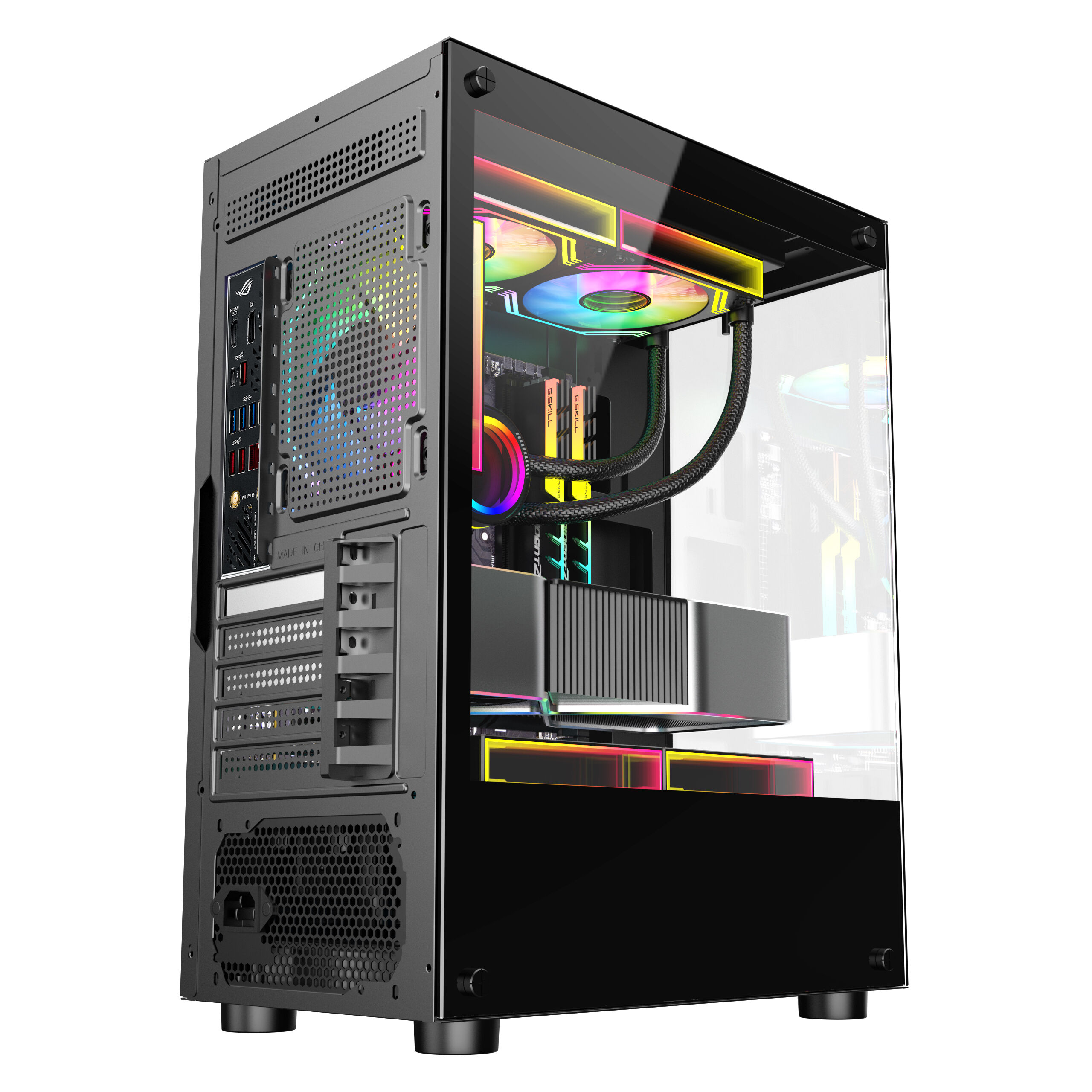 2024 High-end Full Vision Tempered Glass Panel Gabinete Micro Atx Pc ...