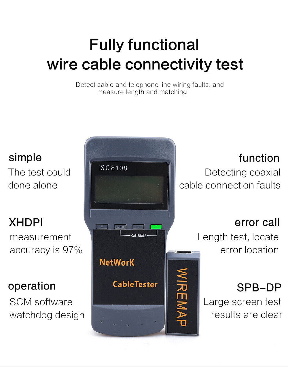 Portable Wireless Network Tester Sc-8108 Lcd Digital Pc Data Network ...