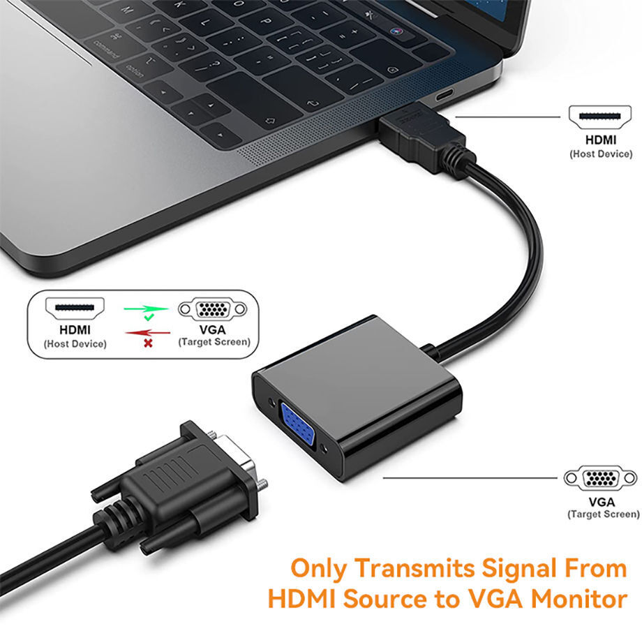 Hd 1080p Hdmi To Vga Conversion Cable With 3.5mm Audio Hdmi Male To Vga ...