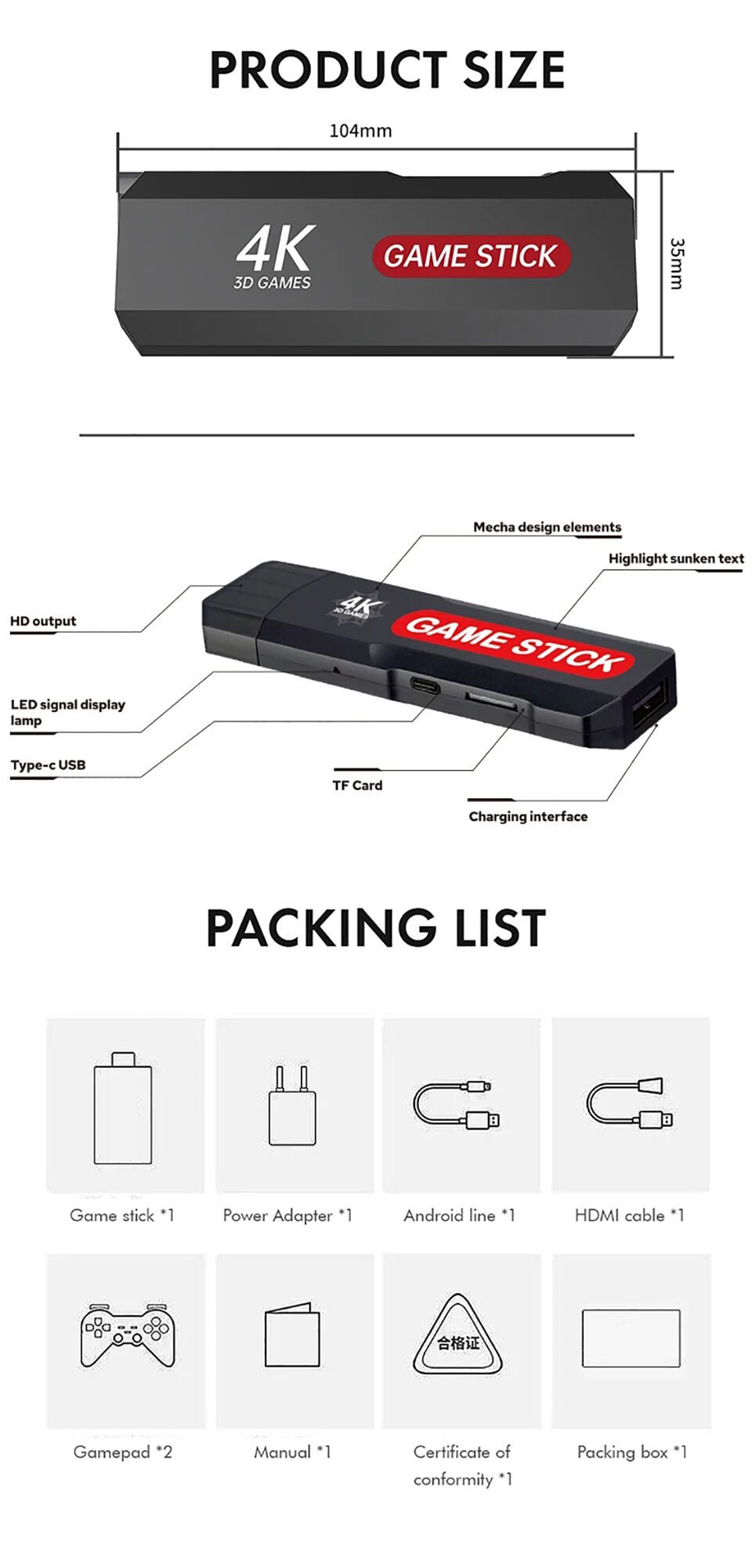 Game Stick 4k Hd Output 10000 3d Games 64gb Mini Small Box Tv Gaming ...