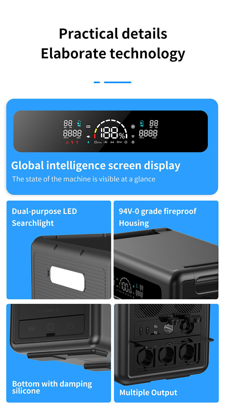 Camping Emergency 2kw Solar Generator Home Outdoor Fast Charge Europe ...