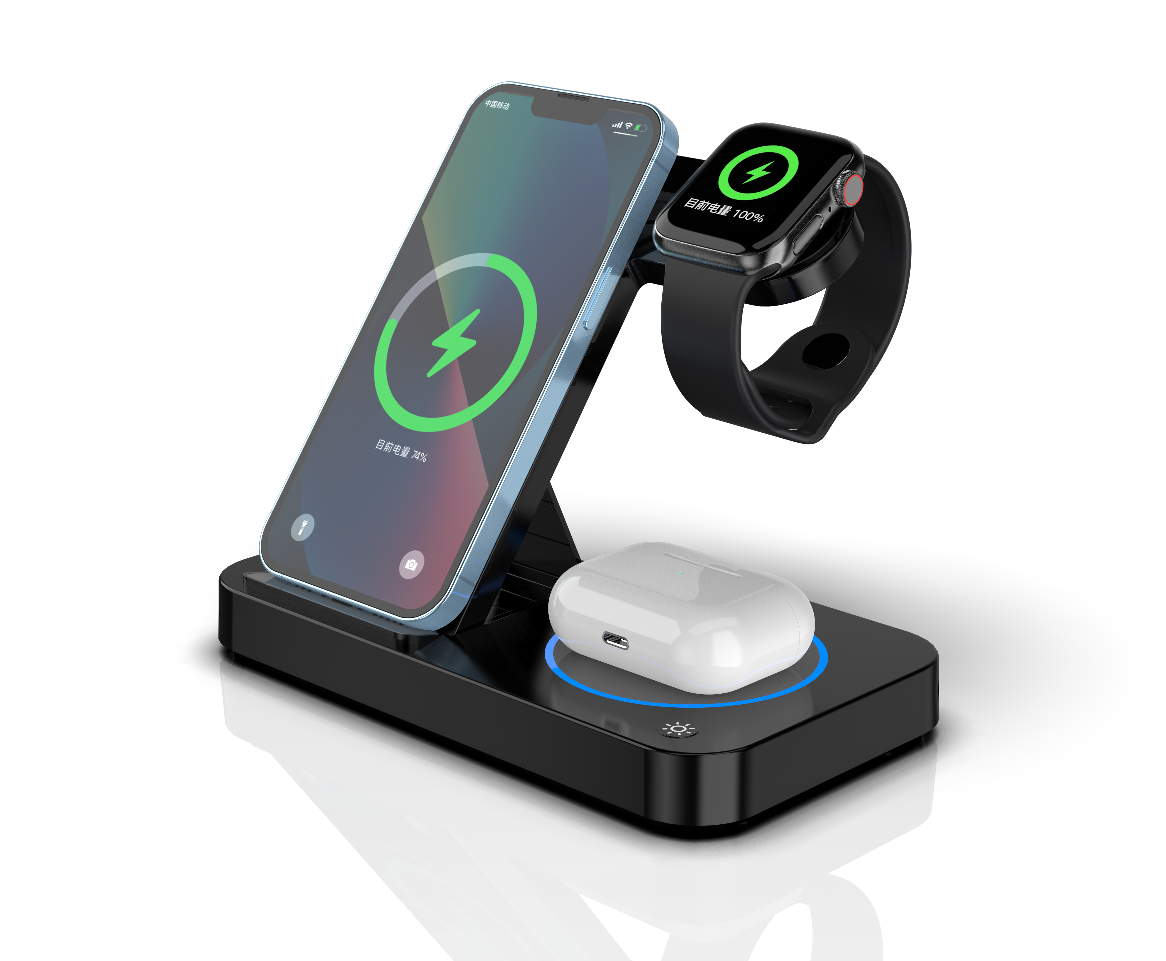 Buy Wholesale China Foldable 3 In 1 Wireless Charging Station & 3 In 1 ...