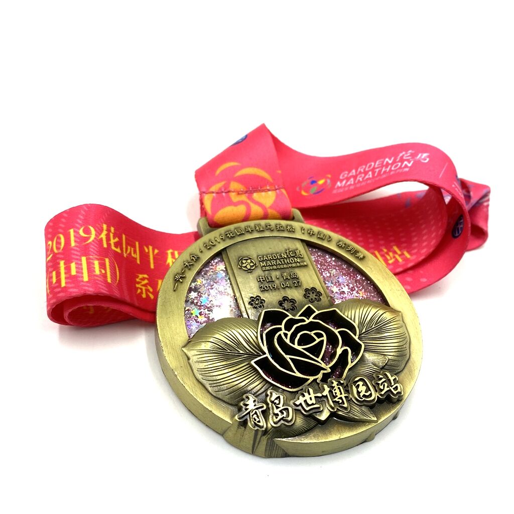 Buy Wholesale China Floating 3d Medals Antique Gold Gold Painted Flower ...