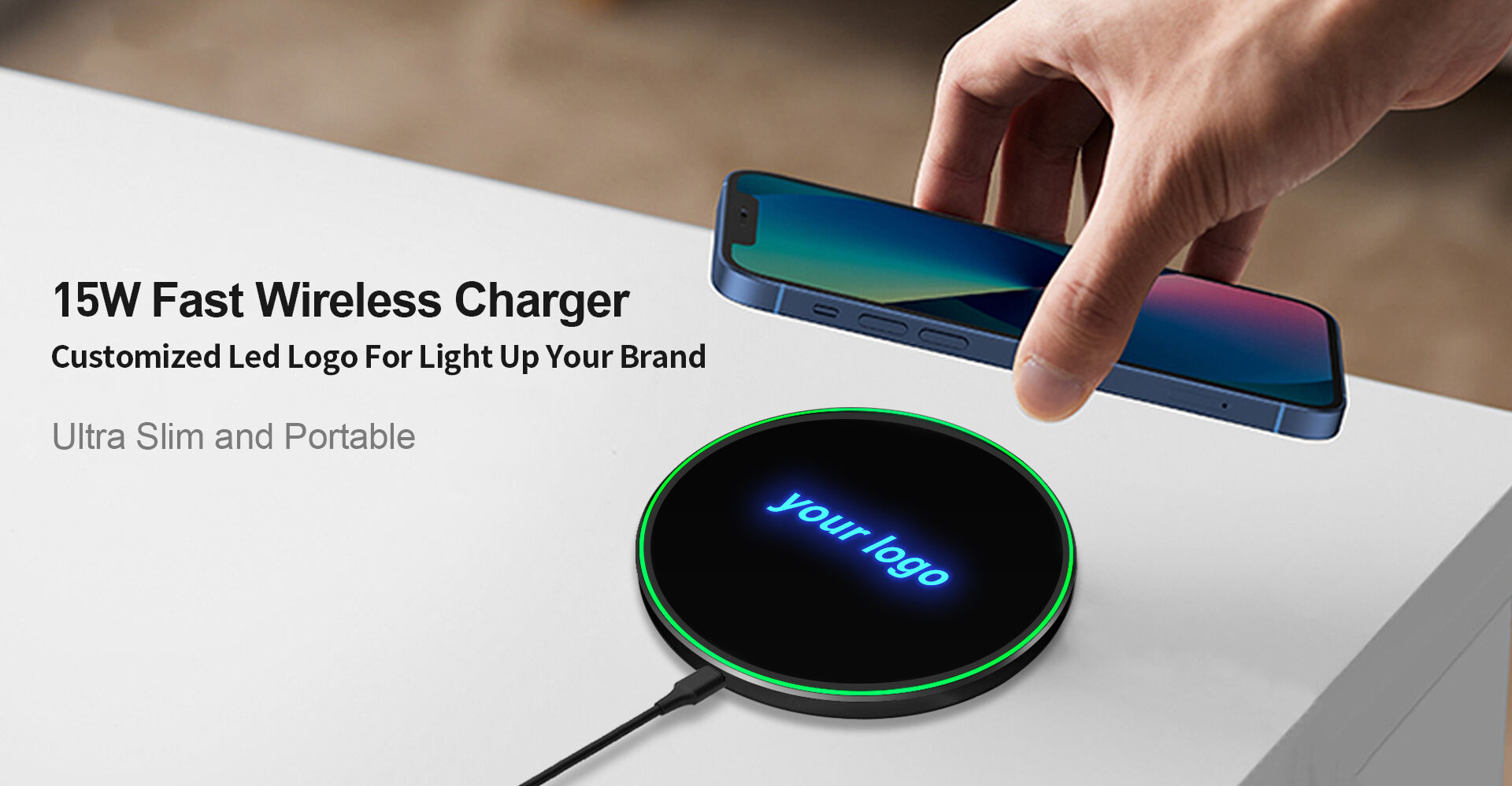 Buy Wholesale China High Quality Oem 15w Glowing Logo Wireless Charger ...