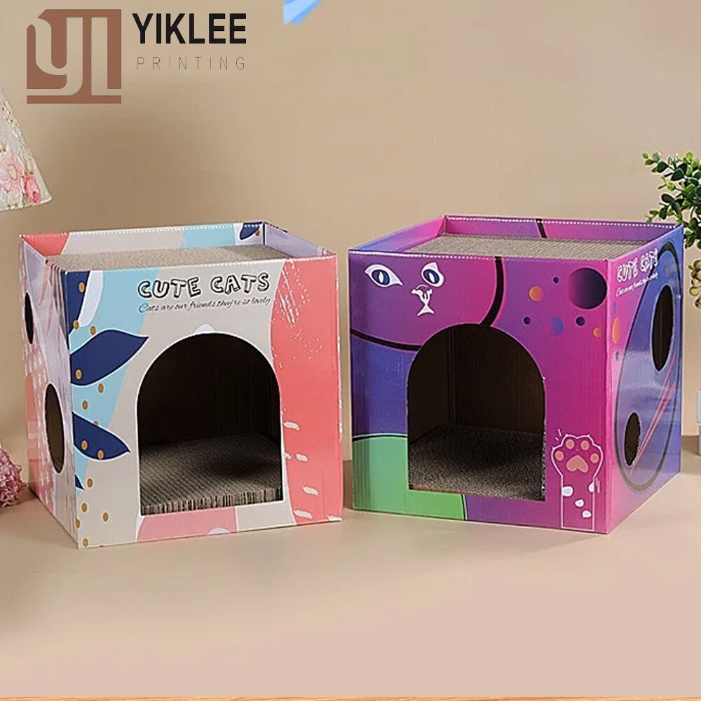 Cat Bed House Cat Scratch Board Double Layer Pet Cat House For Indoor ...